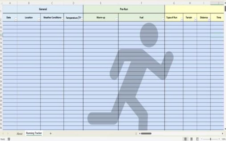 RUNN Running Tracker - Excel Template for Runners - Etsy