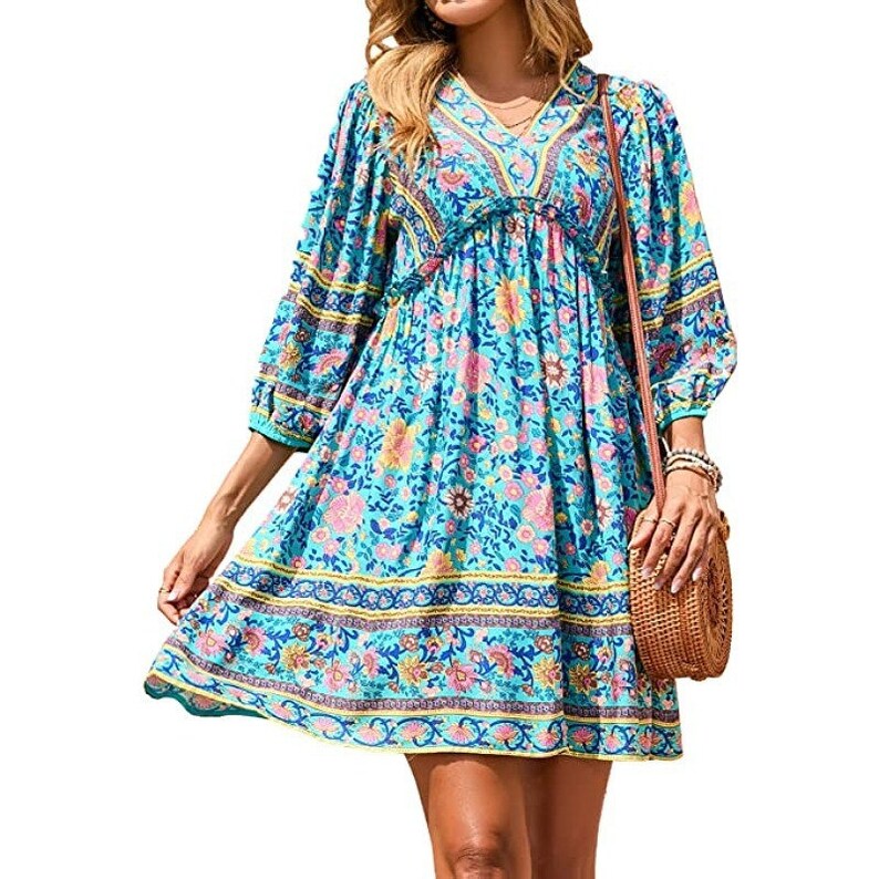 Boho Babydoll Mini Short Beach Dress - Etsy
