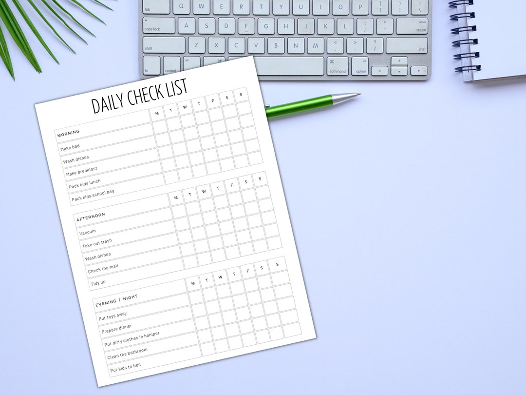 Daily Responsibilities Chore Chart, Printable Full Day Visual Routine ...