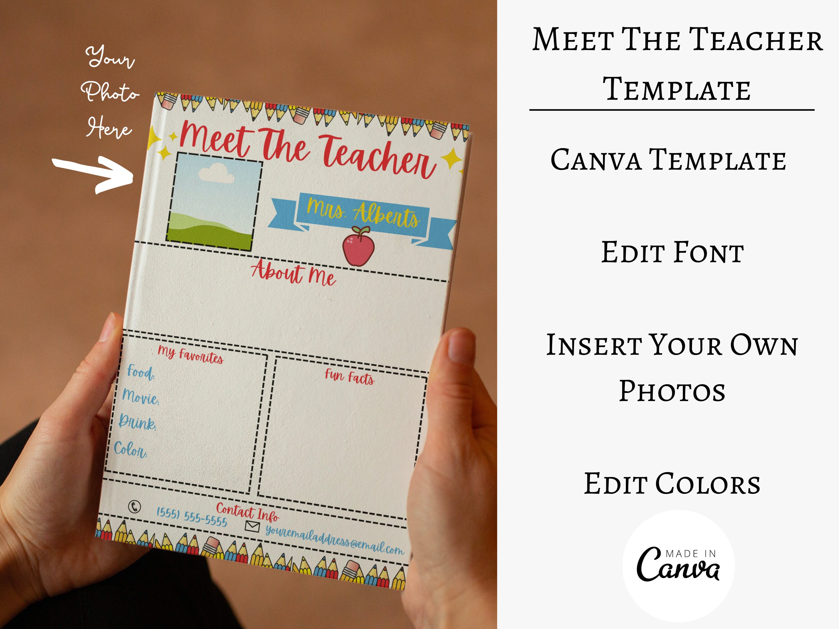 Editable Meet the Teacher Template Canva Templateback to Schooltemplate ...