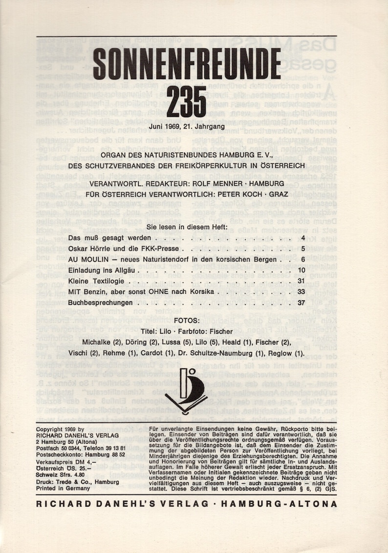 Sonnenfreunde N235 FKK Zeitschrift Magazin Heft - Etsy