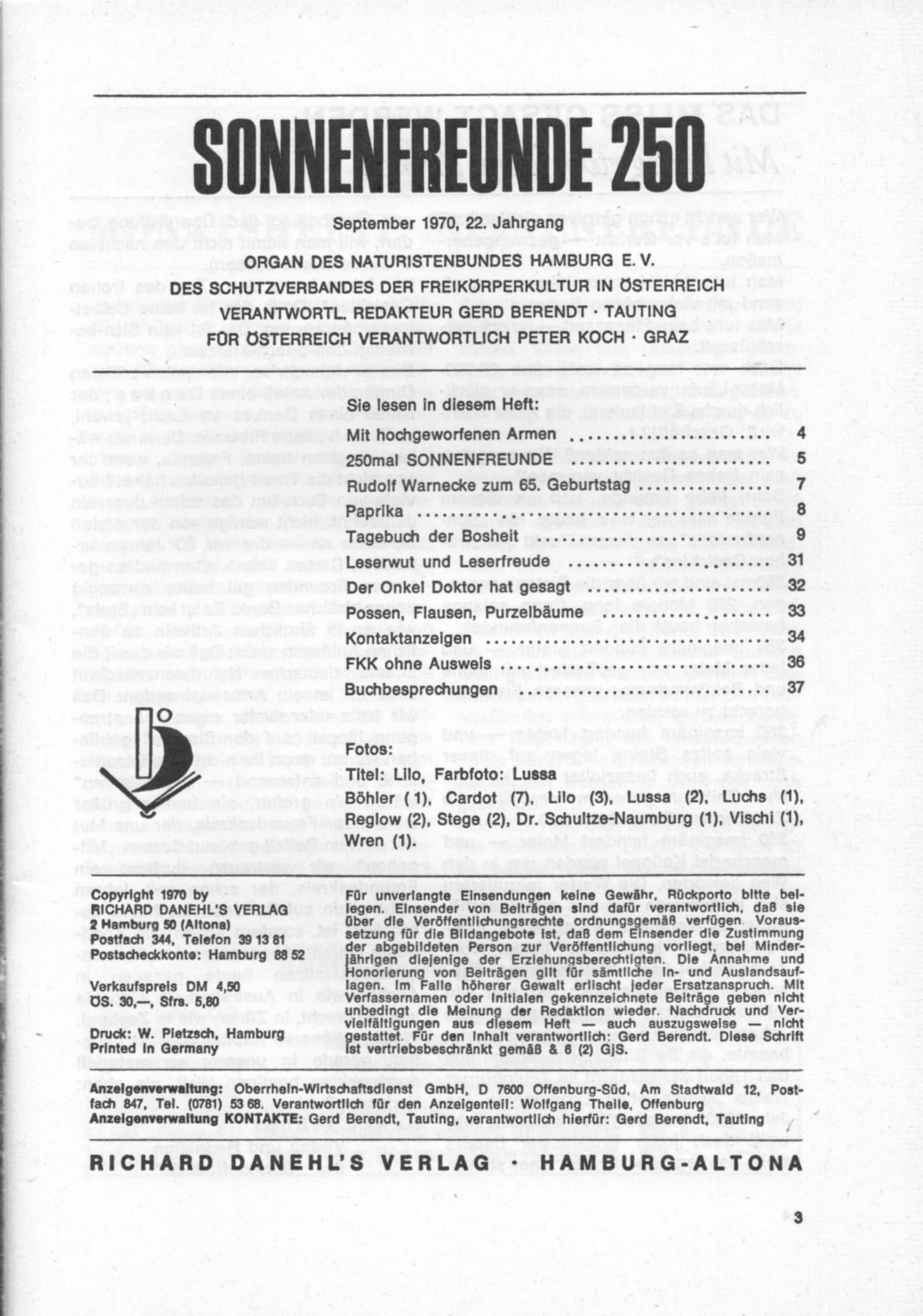 Sonnenfreunde N250 FKK Zeitschrift Magazin Heft - Etsy