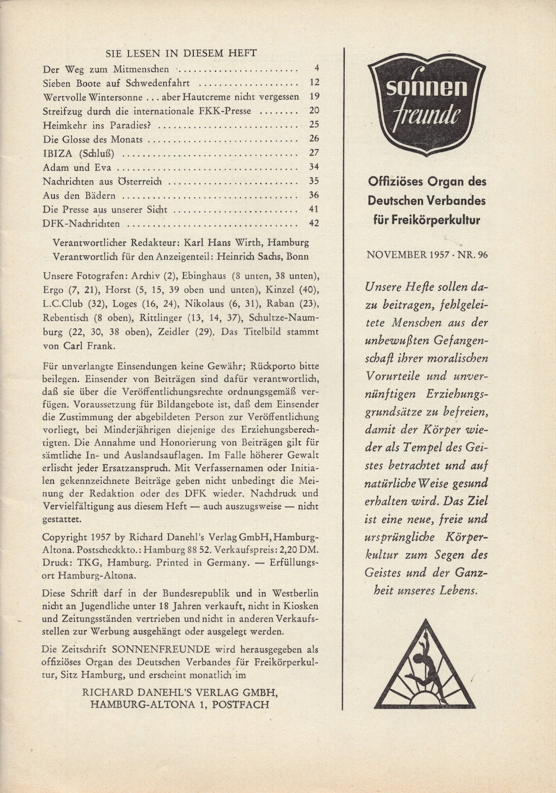 Sonnenfreunde N96 FKK Zeitschrift Magazin Heft - Etsy Canada