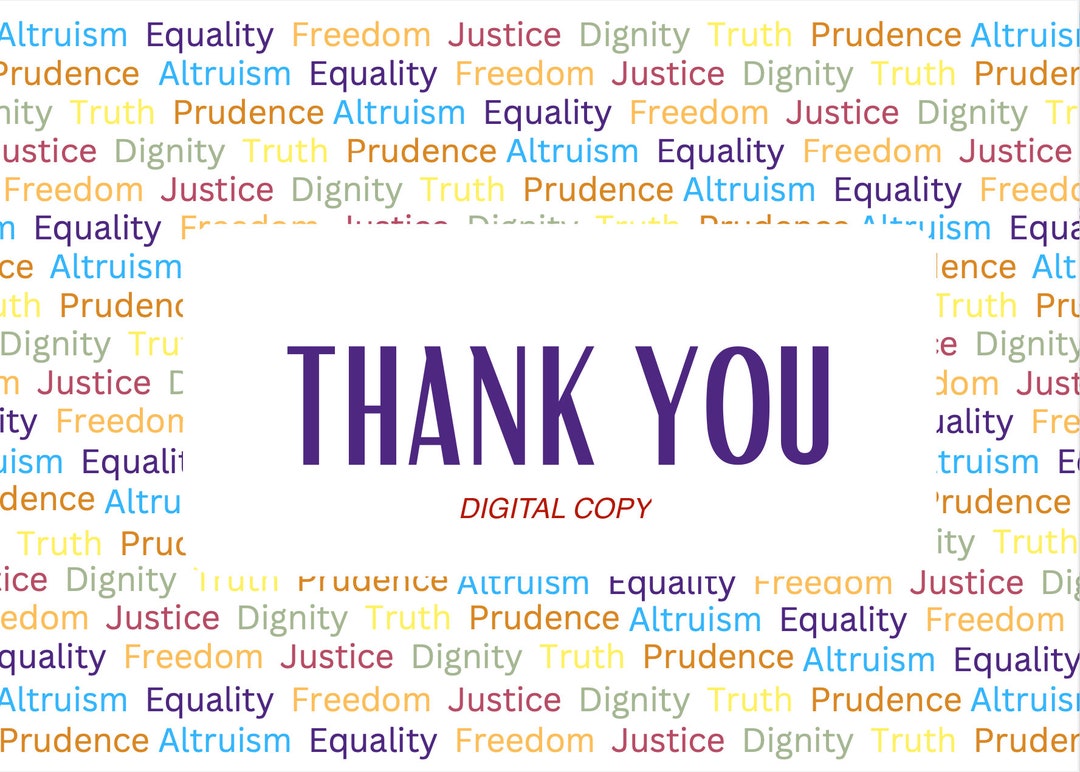 OT Values Thank You Card **DIGITAL DOWNLOAD** - Etsy