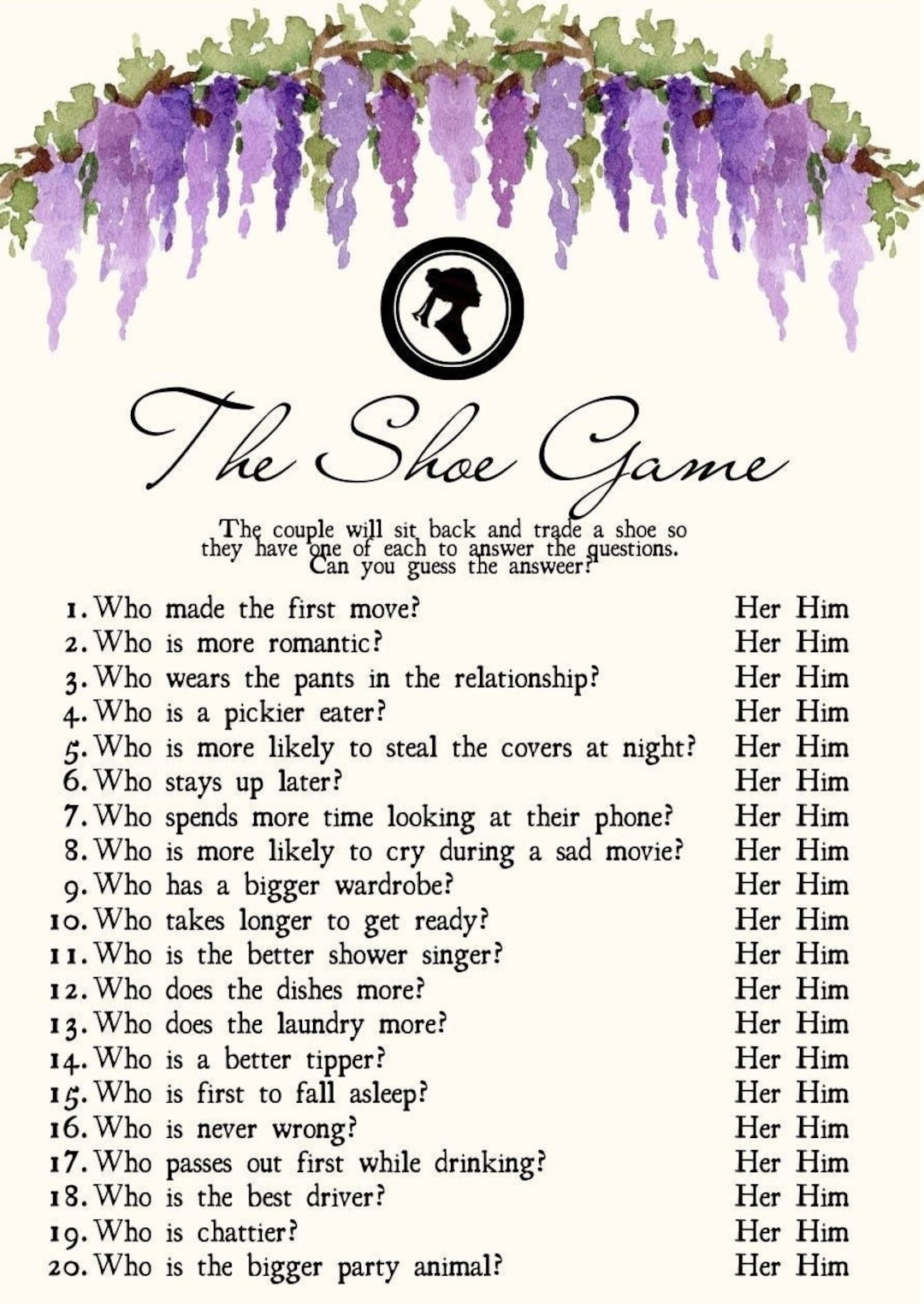 Bridgerton Inspired Shoe Game - Instant Download - Etsy