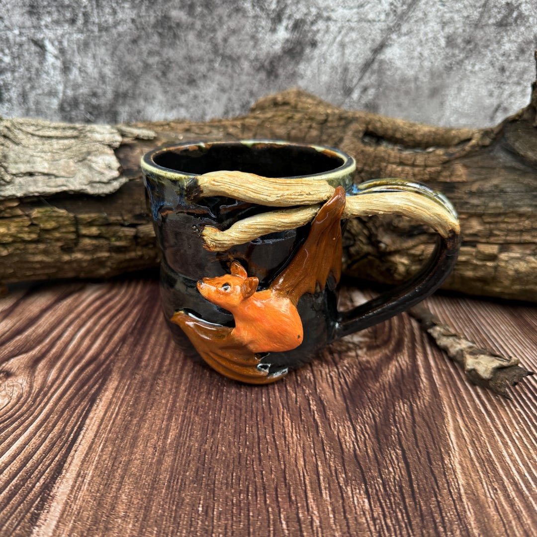 Bat Mug Handmade Pottery, Ceramic Animal Mug - Etsy