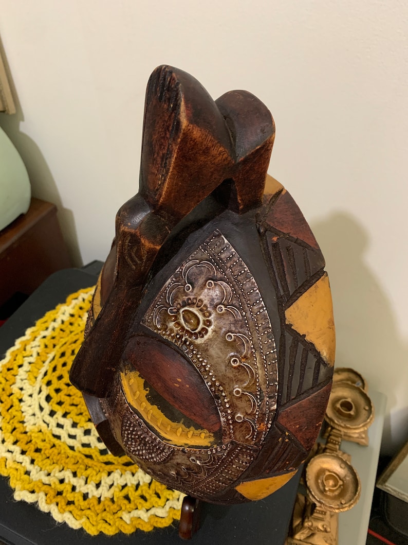 Circular Hand Crafted and Painted West African Mask, "bird of Happiness ...