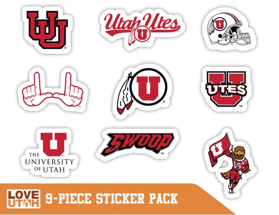 Universityof Utah Utes Sticker Pack 9 Piece Mug-sized Decals - Etsy