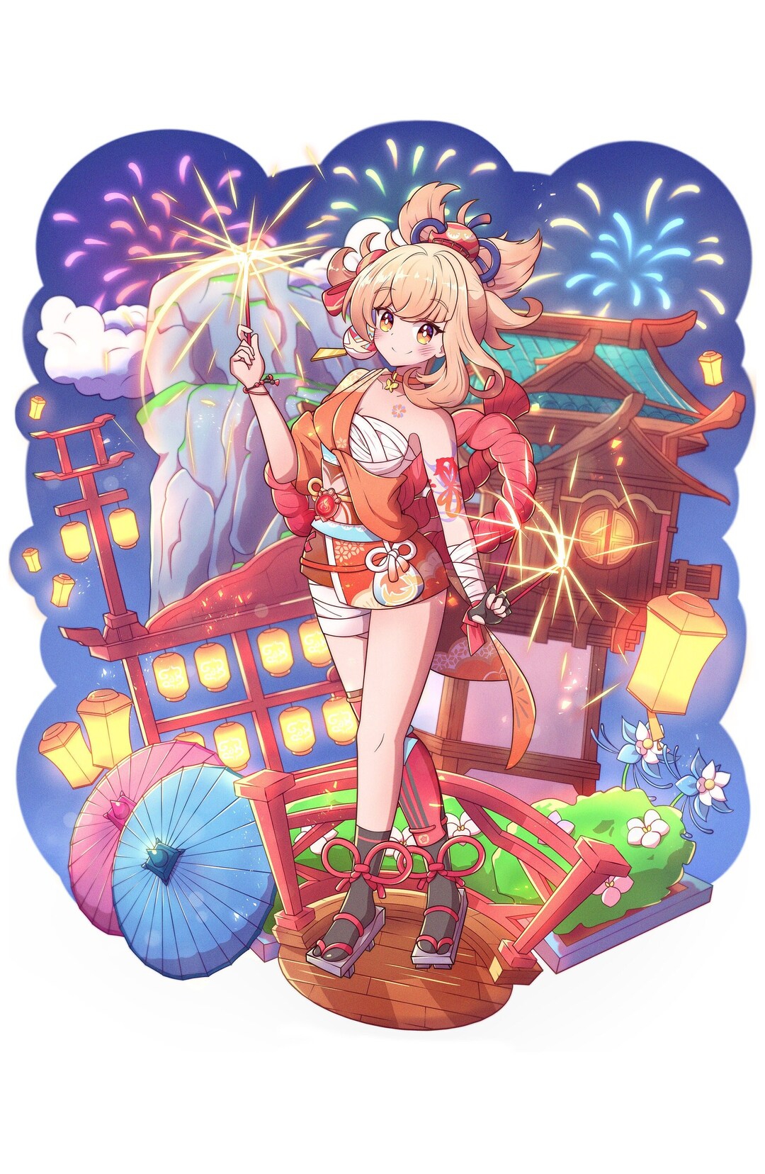 GENSHIN IMPACT: Yoimiya in Lantern Rite Festival - Print/poster (11x14 ...
