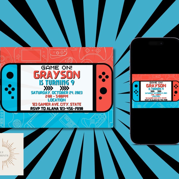 Nintendo Switch Invitation - Etsy