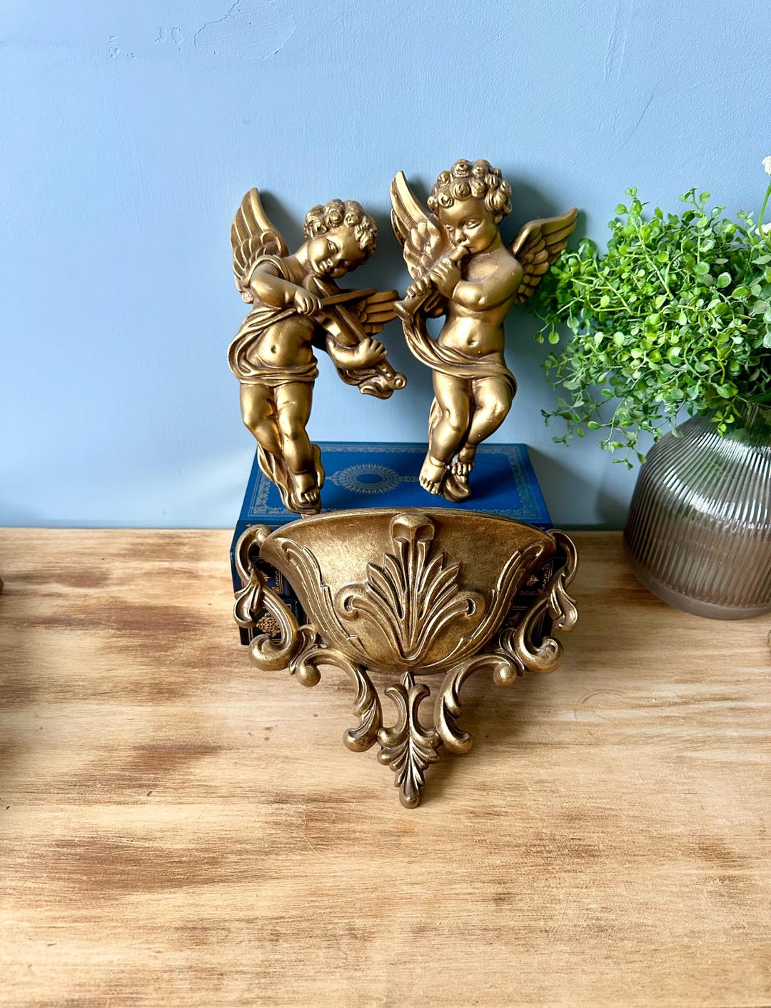 Vintage Gold Cherub Wall Hanging Set Vintage Wall Decor Gold Wall ...