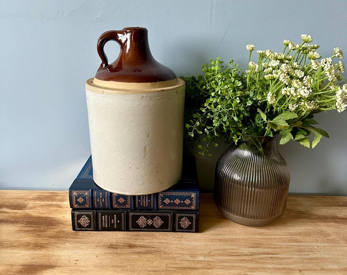 Vintage Jug | Two-tone Stoneware Whiskey Jug | Primitive Rustic Home ...