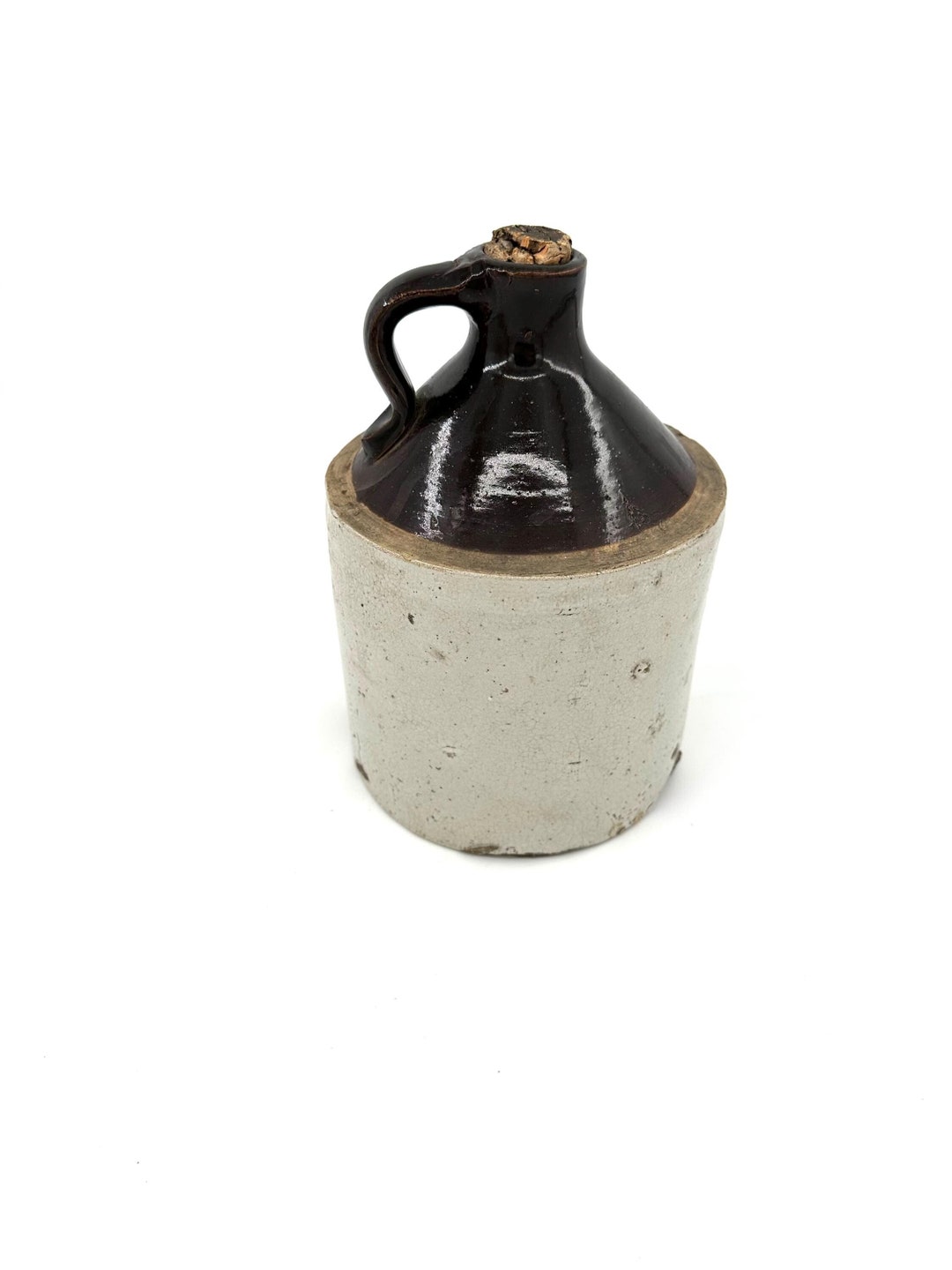 Vintage Jug Two-tone Stoneware Whiskey Jug Primitive Rustic Home Decor ...