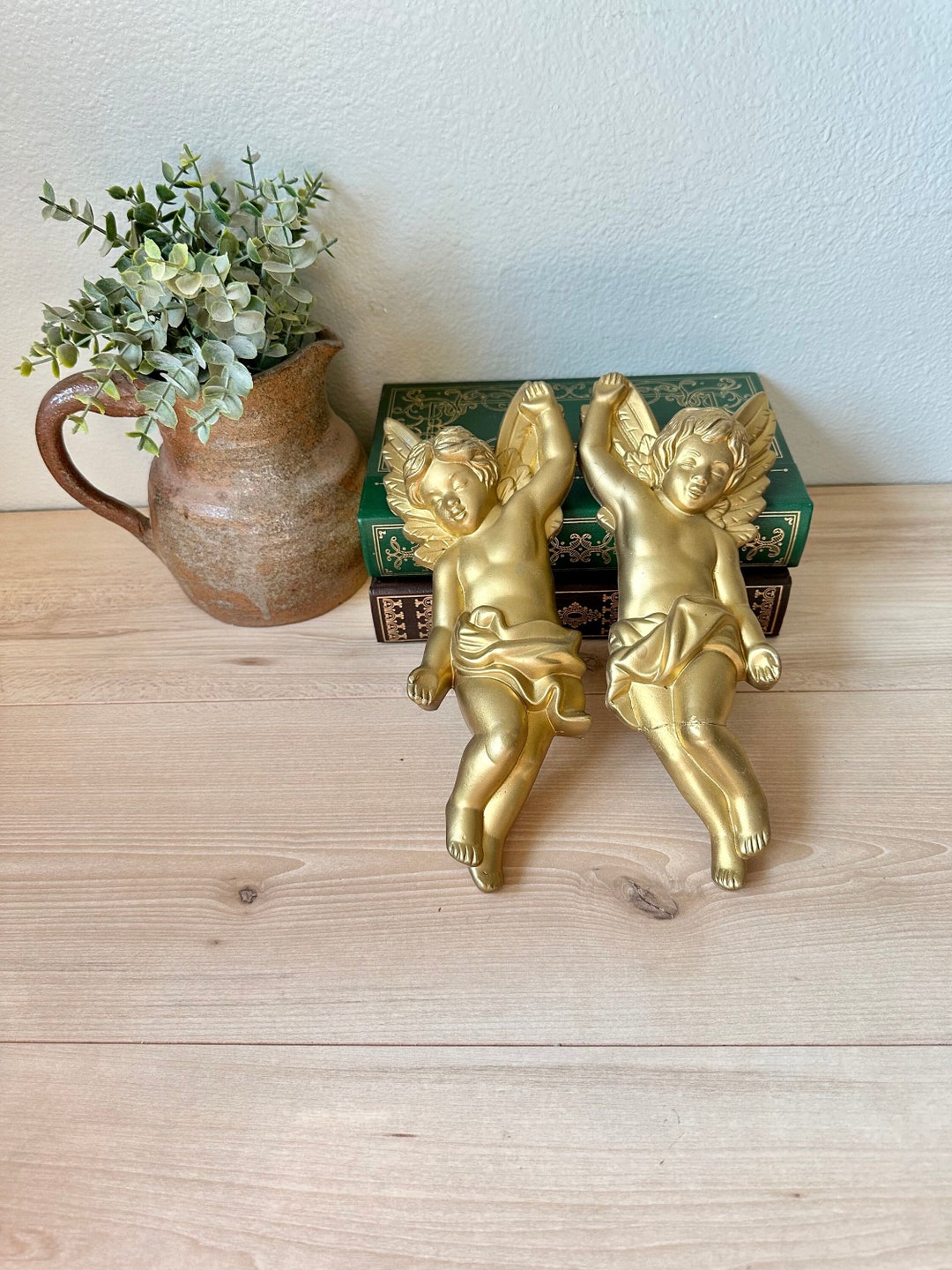 Vintage Gold Cherub Wall Hanging Set - Etsy