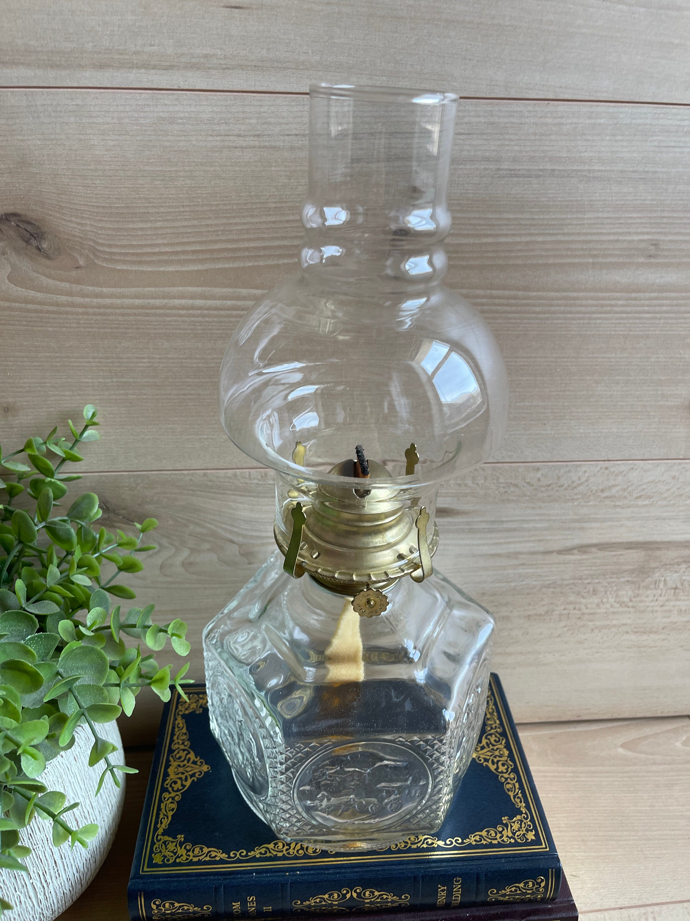 Vintage Clear Glass Oil Lamp Lamplighter Farm Oil Lamp - Etsy