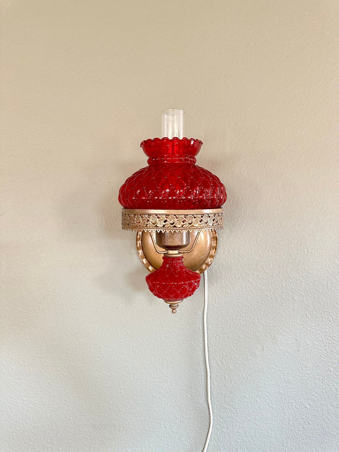 Vintage Fenton Lamp Wall Sconce Electric Lamp - Etsy