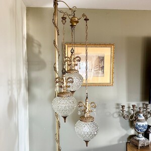 Vintage Swag Lamp Hollywood Regency Triple Swag Light Triple Globe ...