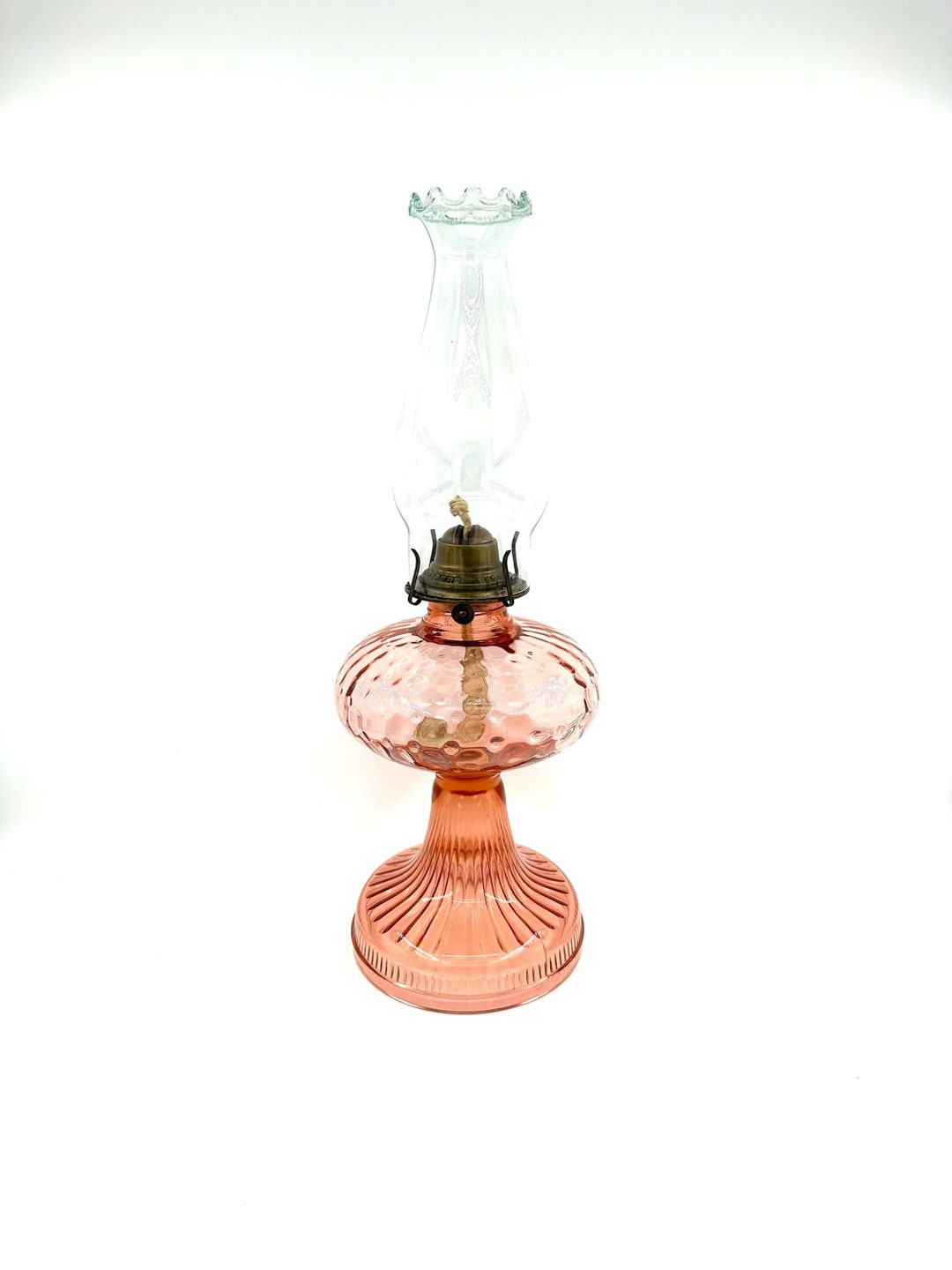 Vintage Oil Lamp | Pink Glass Oil Lamp | Cottage Core Decor | Rustic ...