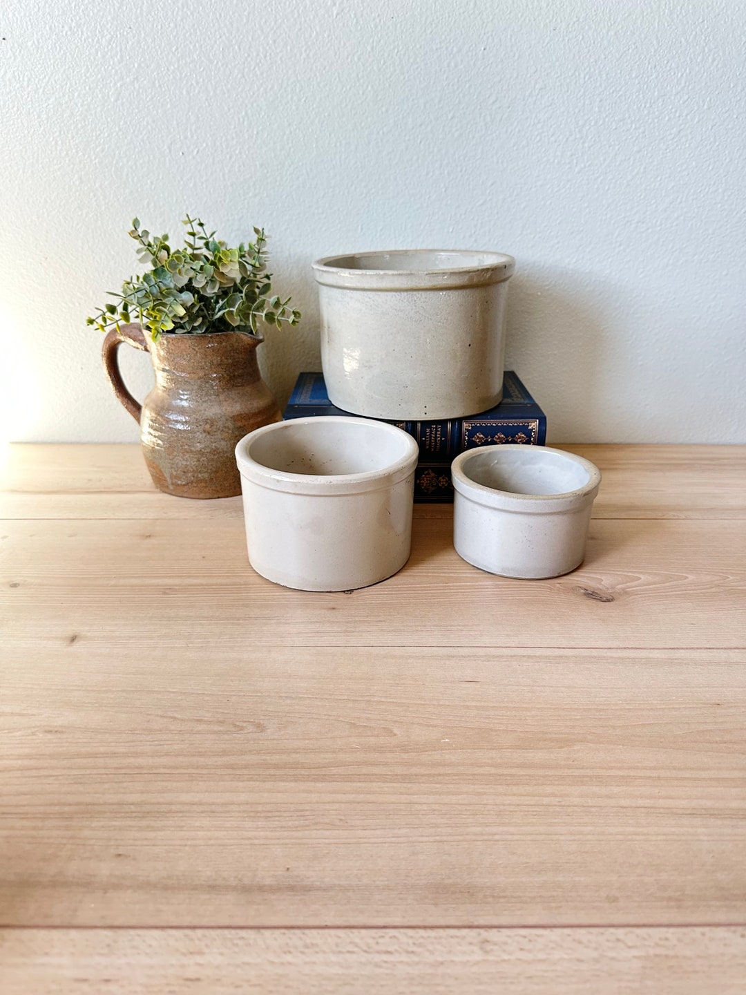 Vintage Crock Set Stoneware Crocks Rustic Primitive Home Decor - Etsy