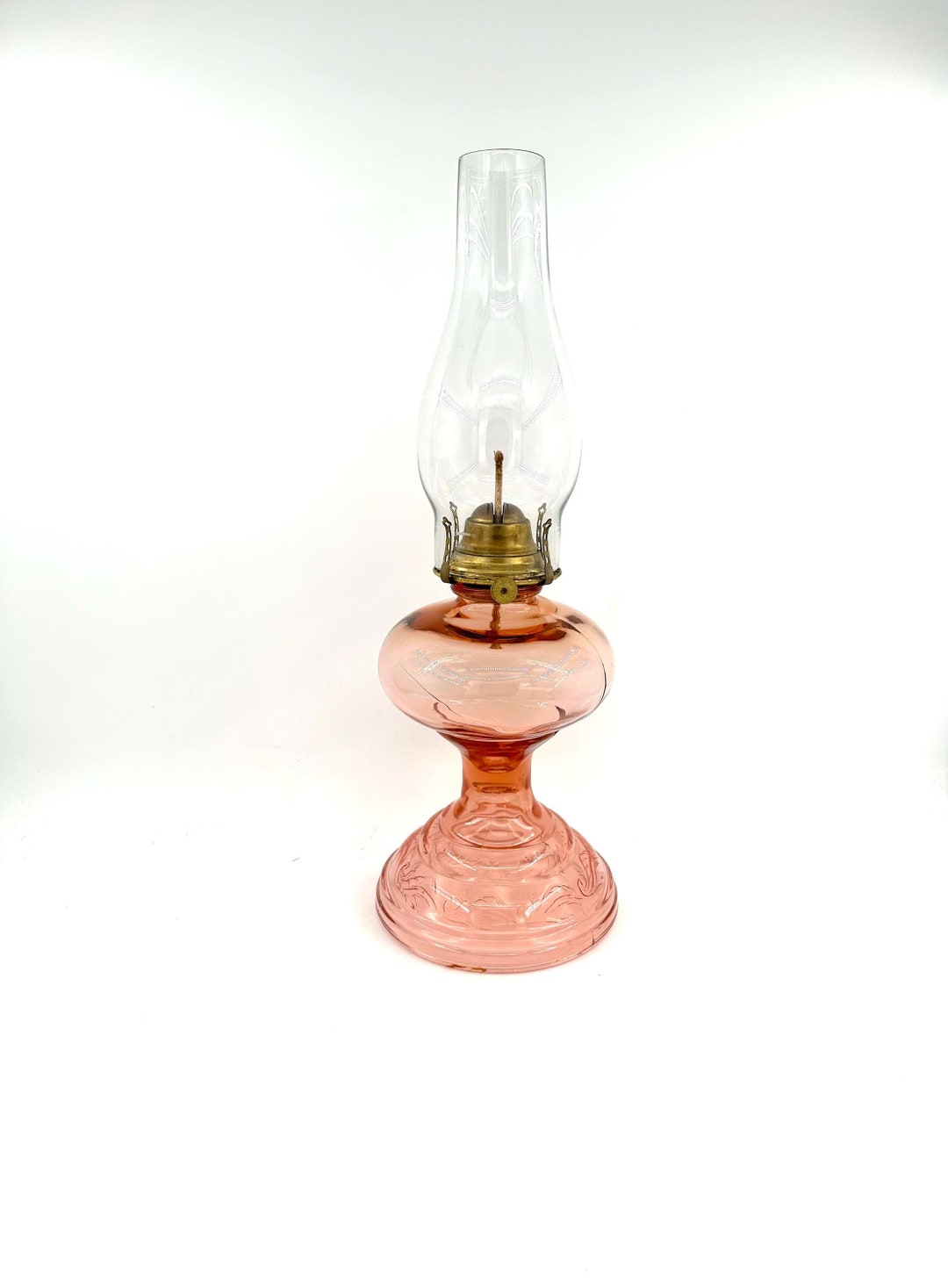 Vintage Oil Lamp | Pink Glass Oil Lamp | Cottage Core Decor | Rustic ...