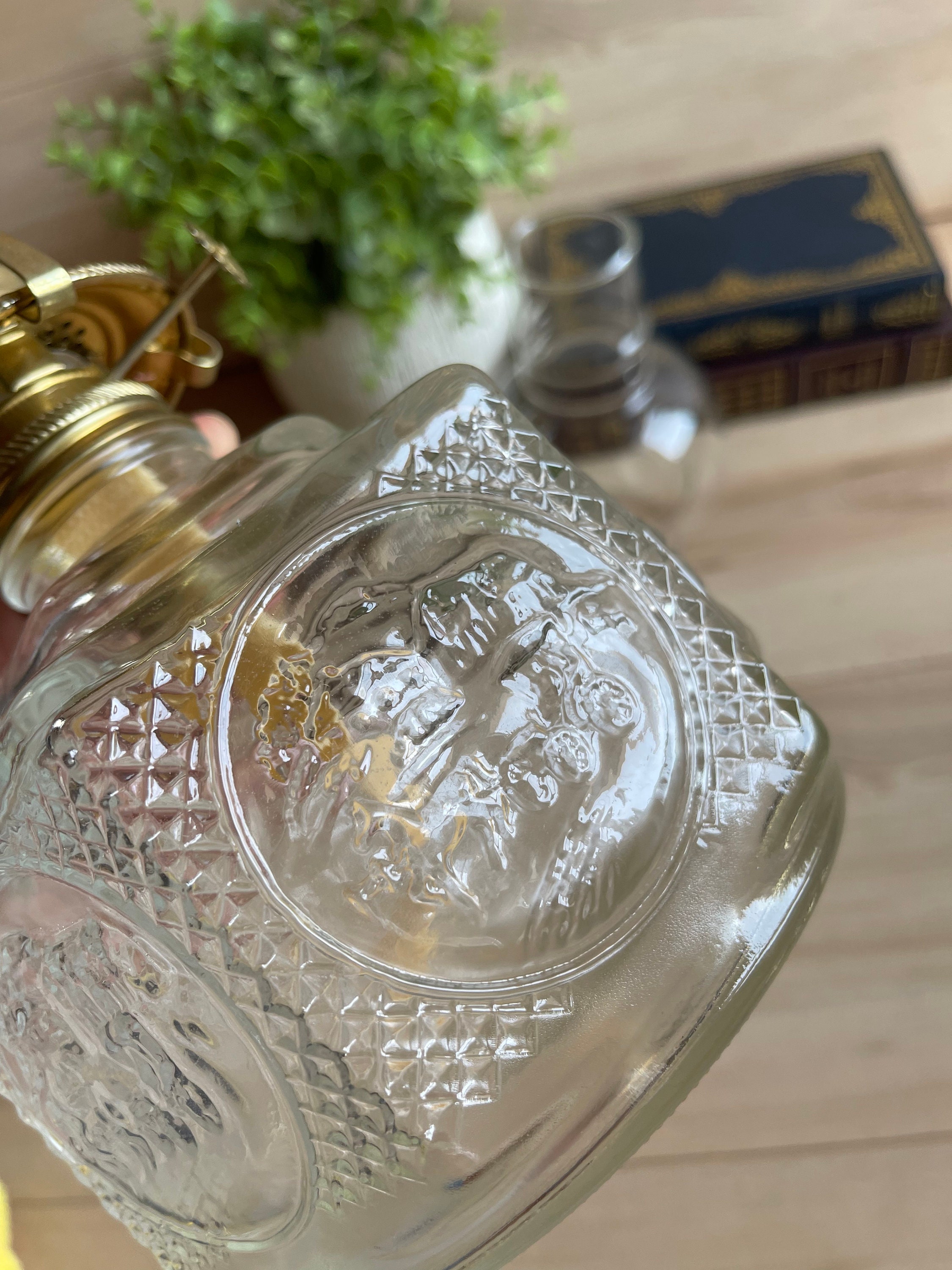 Vintage Clear Glass Oil Lamp Lamplighter Farm Oil Lamp - Etsy