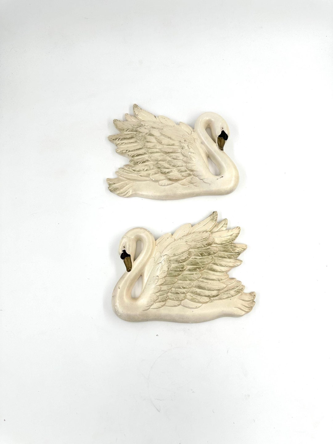 Vintage Chalkware Swan Set | Miller Studio Chalkware White Swan Hanging ...