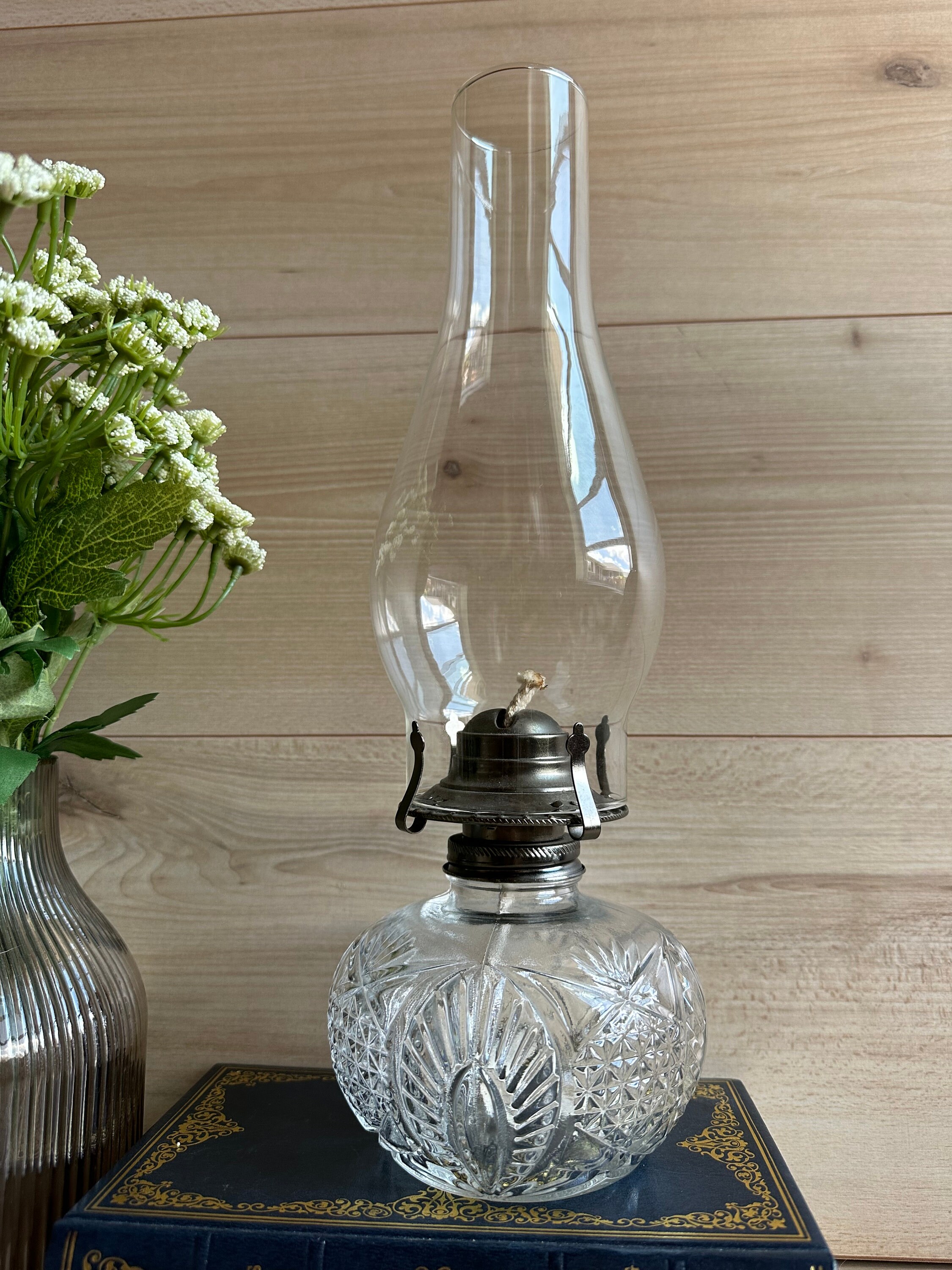 Vintage Oil Lamp Clear Glass Oil Lamp Lamplighter Farm Oil - Etsy