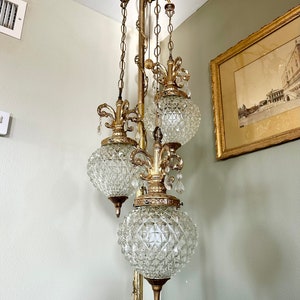 Vintage Swag Lamp Hollywood Regency Triple Swag Light Triple Globe ...