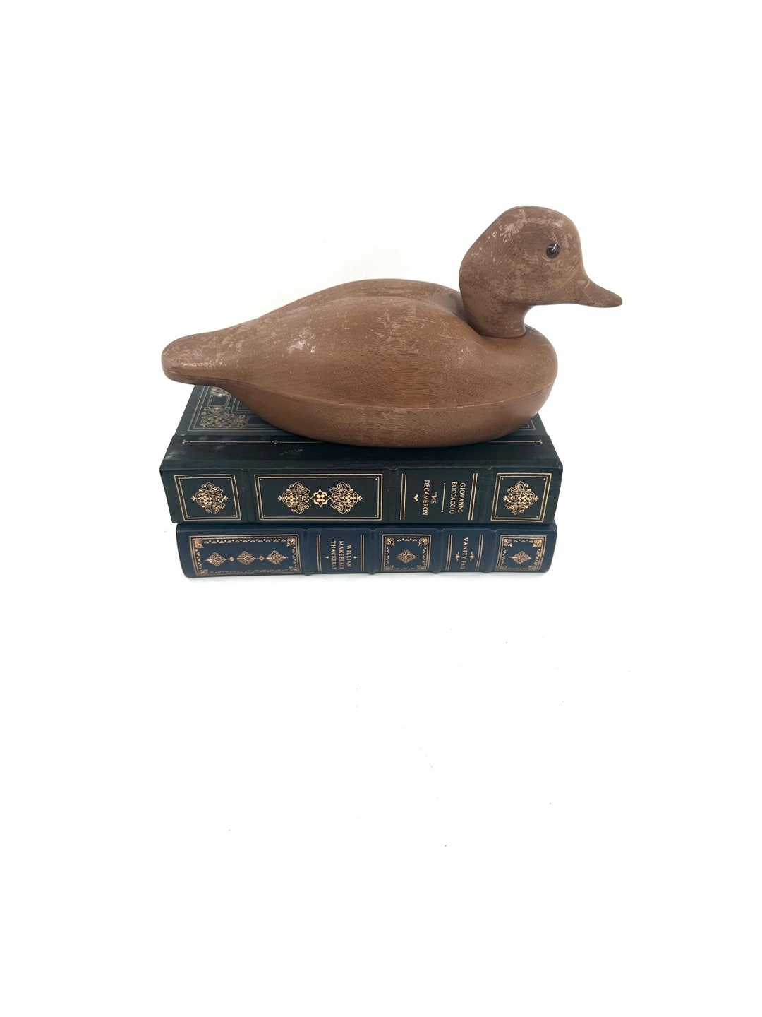 Vintage Duck Trinket Box | Mid Century Style FAUX Wood Carved Duck ...
