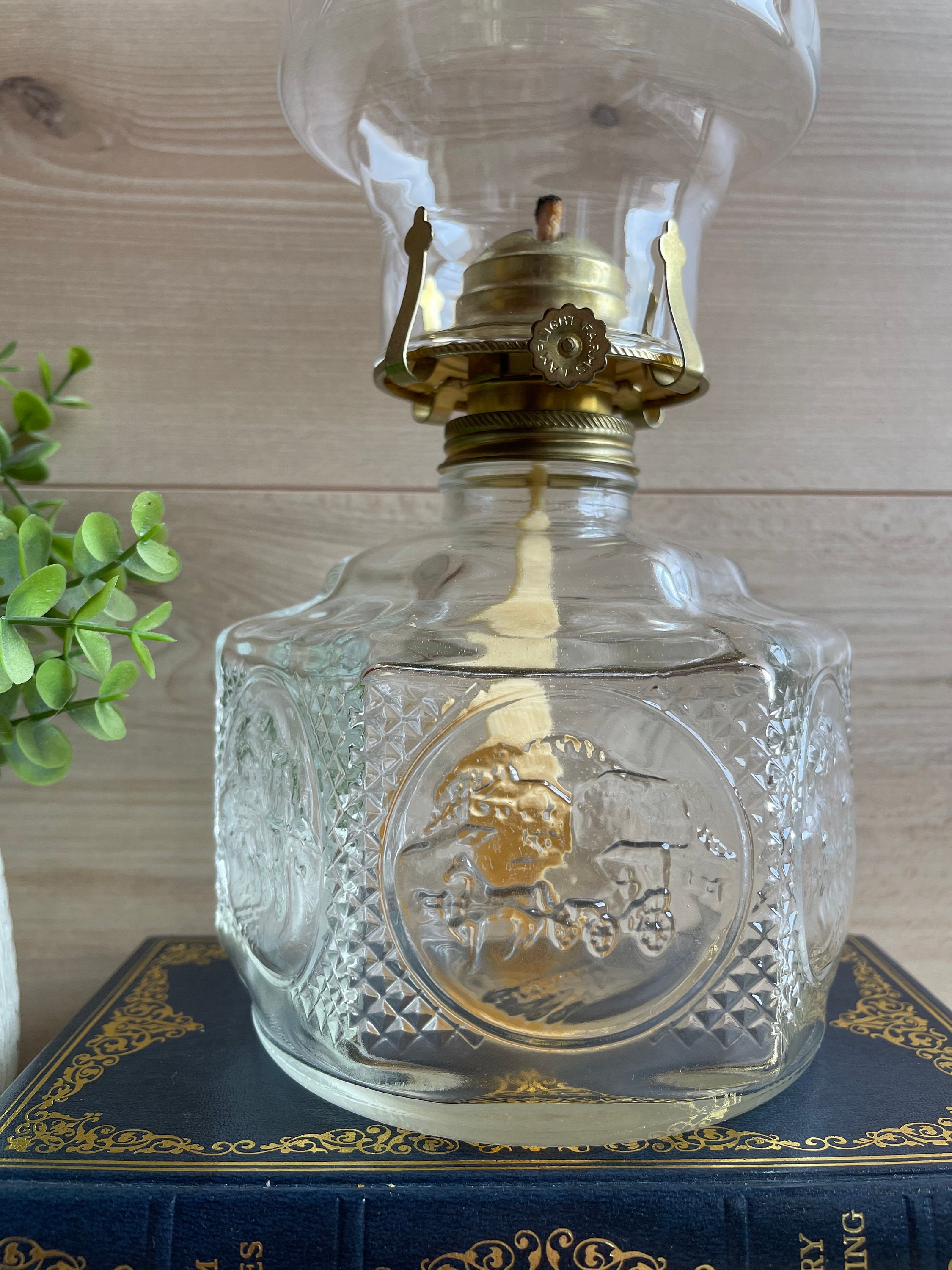 Vintage Clear Glass Oil Lamp Lamplighter Farm Oil Lamp - Etsy