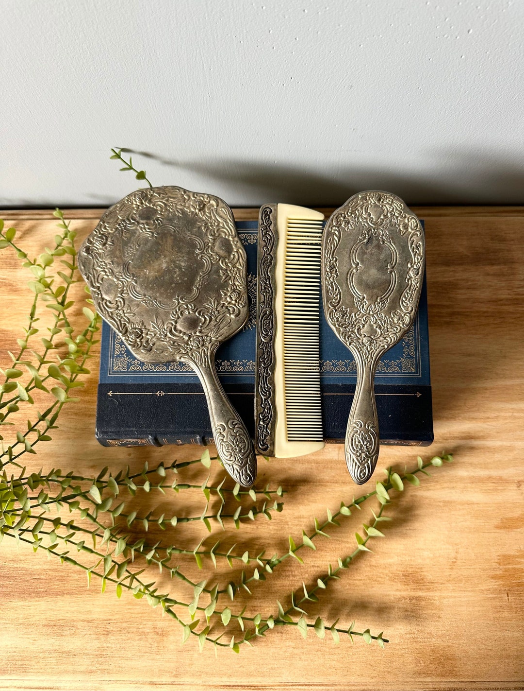 Vintage Vanity Set | Godinger Silver Plated Mirror and Brush Set - Etsy