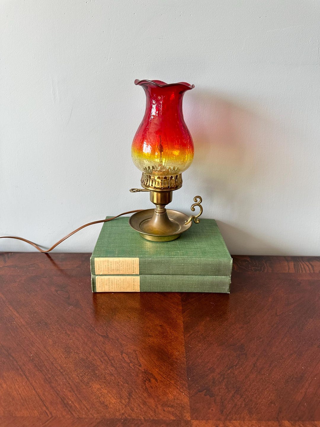 Vintage Lamp Chamberstick Style Electric Hurricane Lamp Dark Academia ...