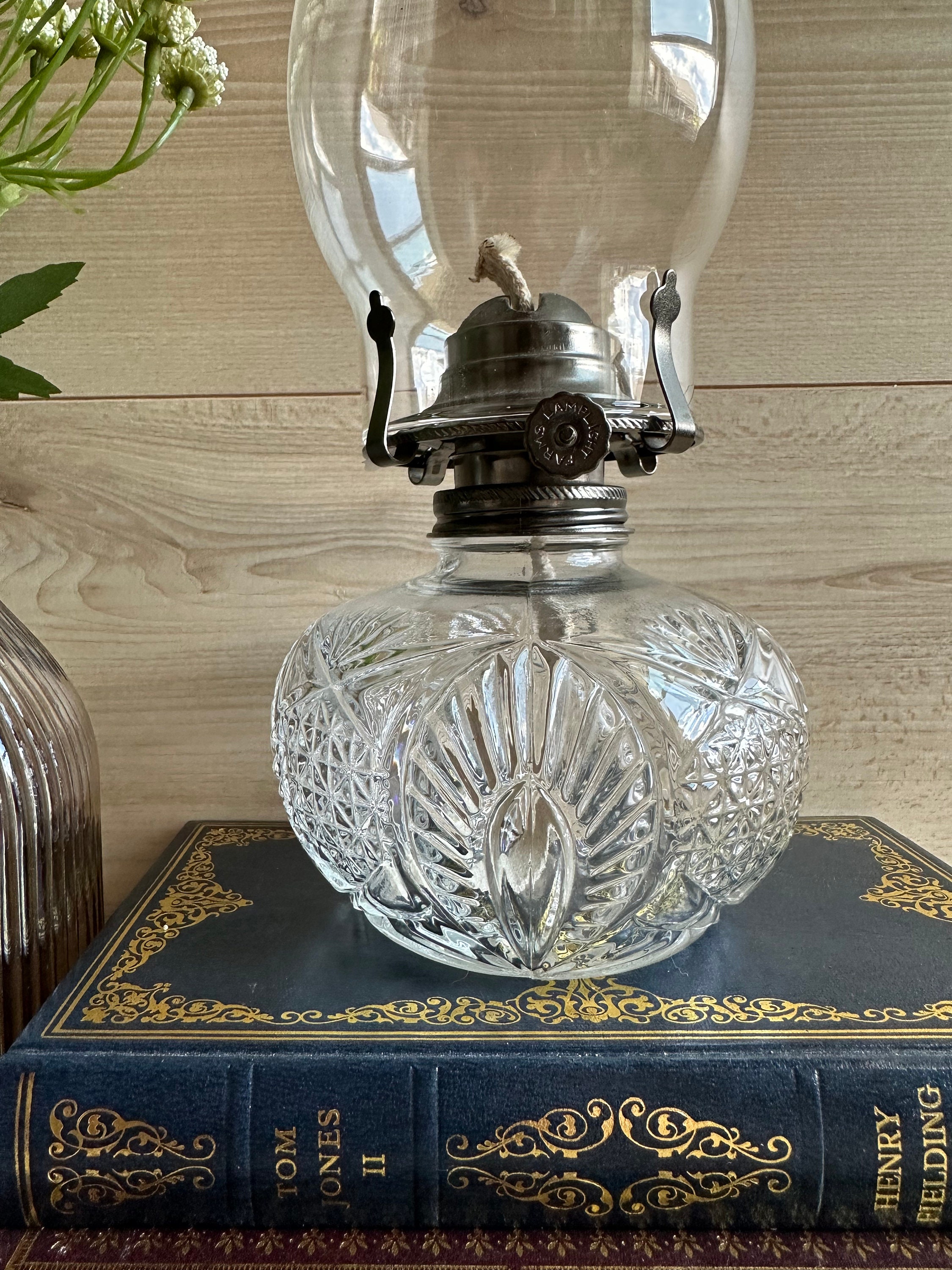Vintage Oil Lamp Clear Glass Oil Lamp Lamplighter Farm Oil - Etsy