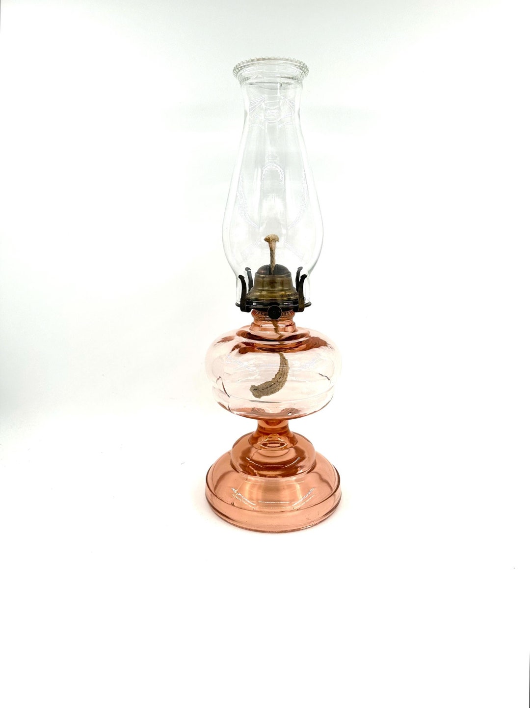 Vintage Oil Lamp | Pink Glass Oil Lamp | Cottage Core Decor | Rustic ...