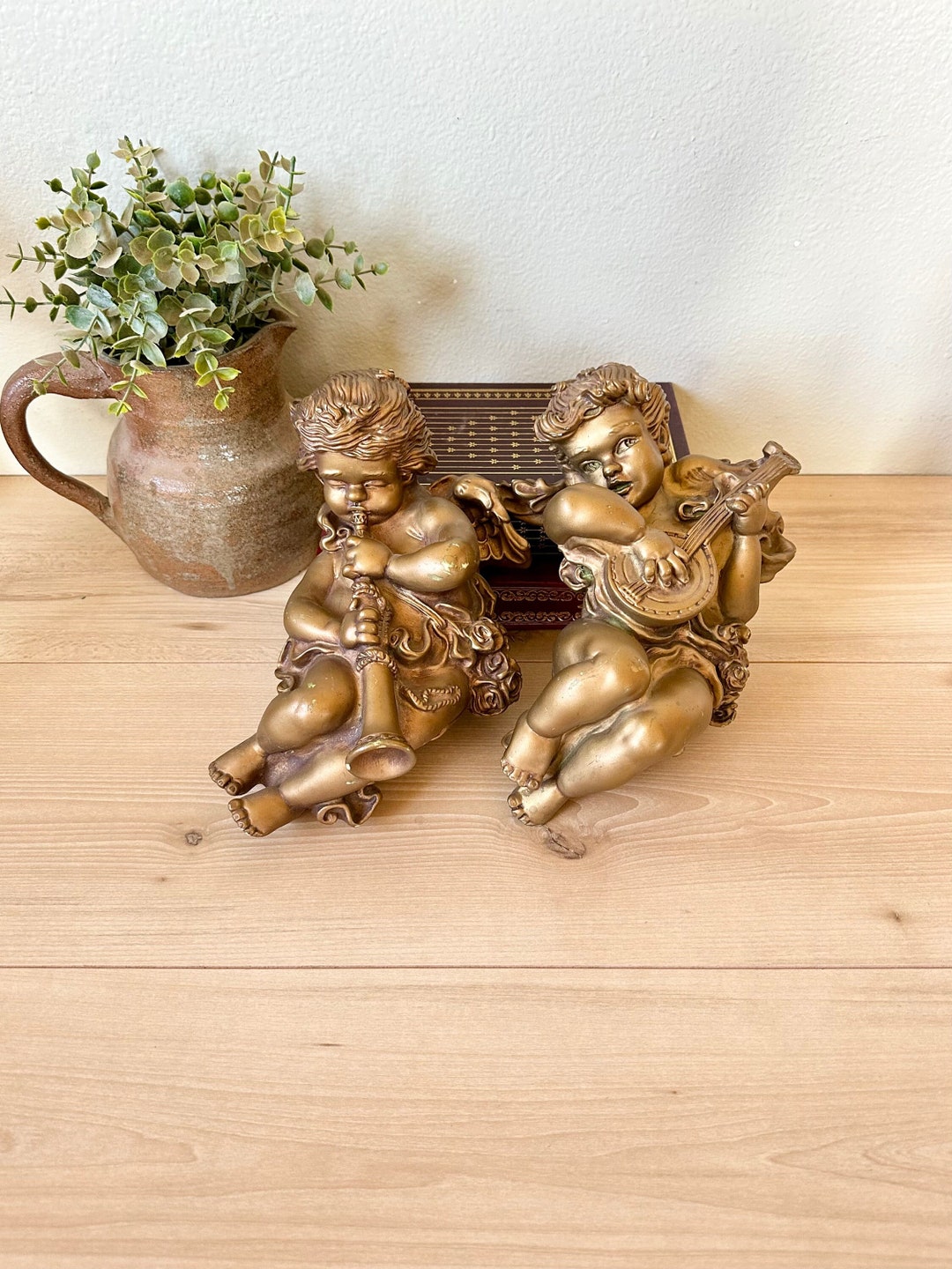 Vintage Gold Cherub Wall Hanging Set - Etsy