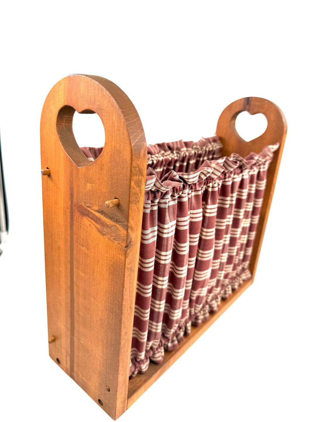 Vintage Magazine Rack Book Holder | Wood Heart Cut Out Decor | Cottage ...