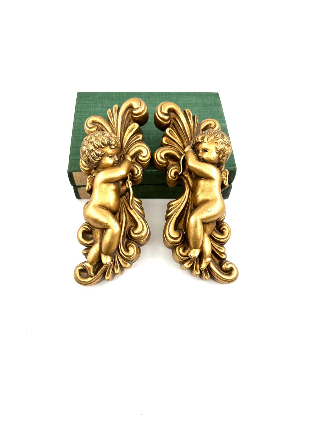 Vintage Cherub Set | Gold Cherub Wall Hanging Set | Vintage Wall Decor ...