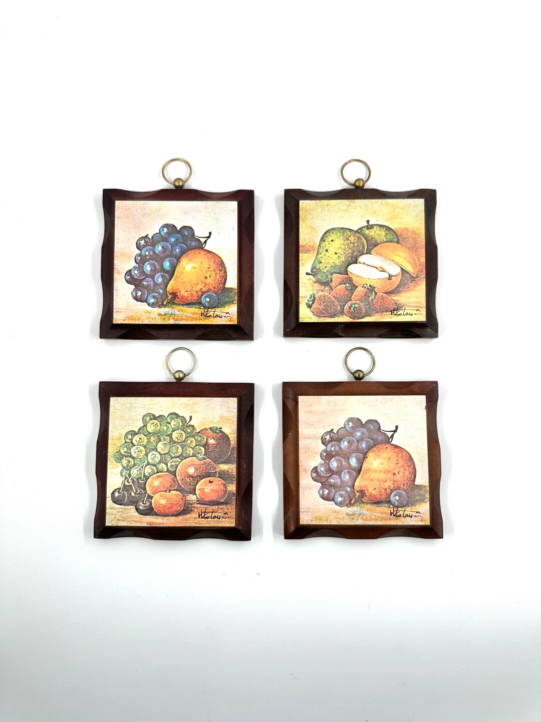Vintage Wall Plaque | Kitchen Decor | Homco Fruit Wood Plaque Set ...