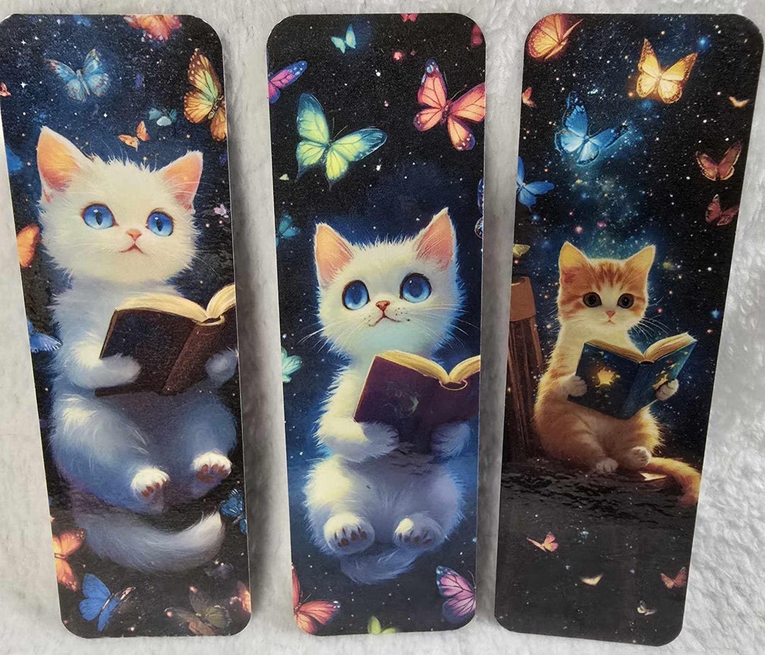 Cat Reading a Book Bookmark/double Sided Bookmark/book Lover/gift for ...