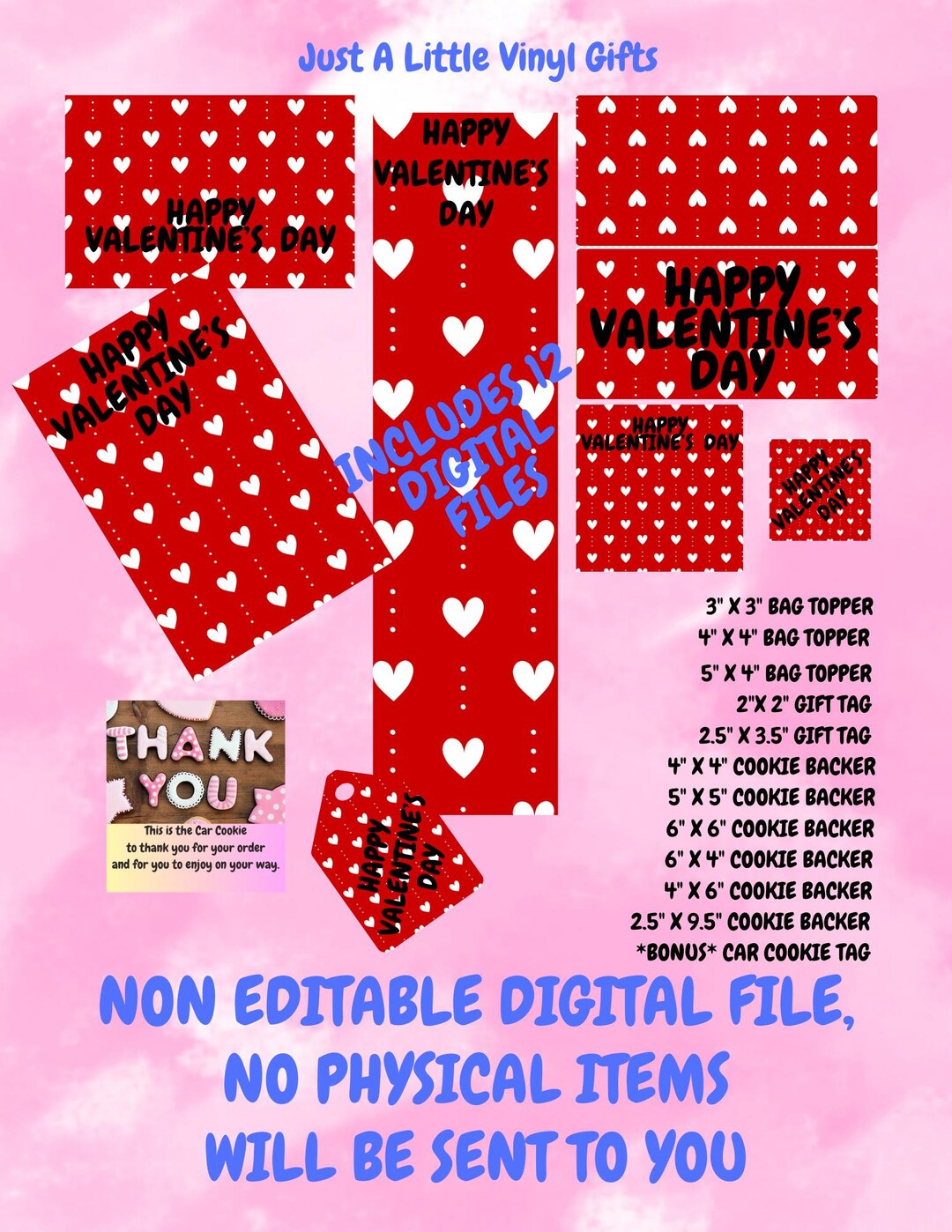 Valentine's Day Cookie Backer Printable Download/treat Bag Topper ...