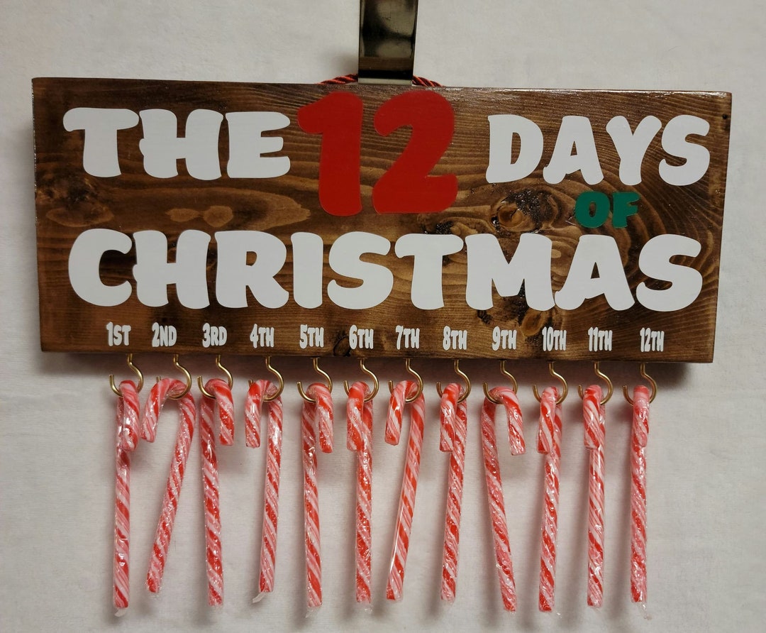 12 DAYS OF CHRISTMAS Candy Cane Holder, Countdown to Christmas, Candy ...