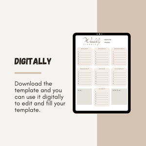 Digital Weekly Planner, Instant Download, Weekly to Do List, Printable ...
