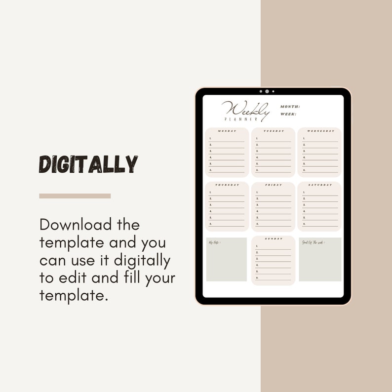 Digital Weekly Planner, Instant Download, Weekly to Do List, Printable ...