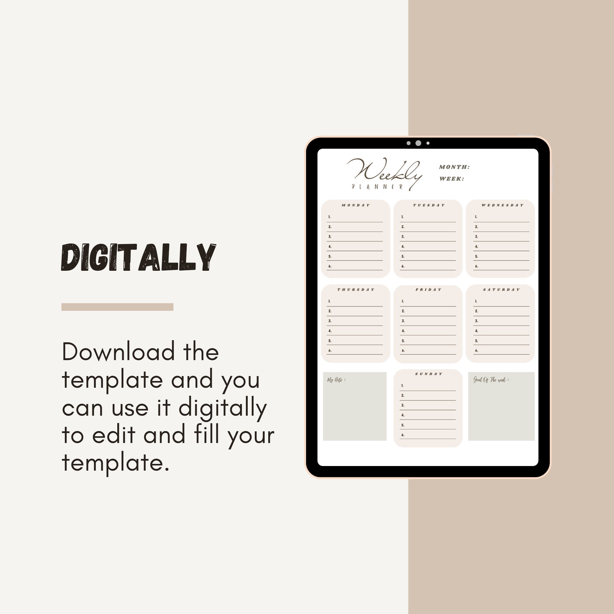 Digital Weekly Planner, Instant Download, Weekly to Do List, Printable ...