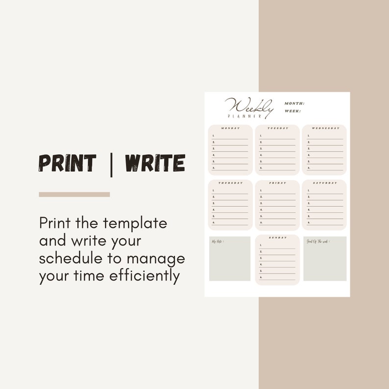 Digital Weekly Planner, Instant Download, Weekly to Do List, Printable ...