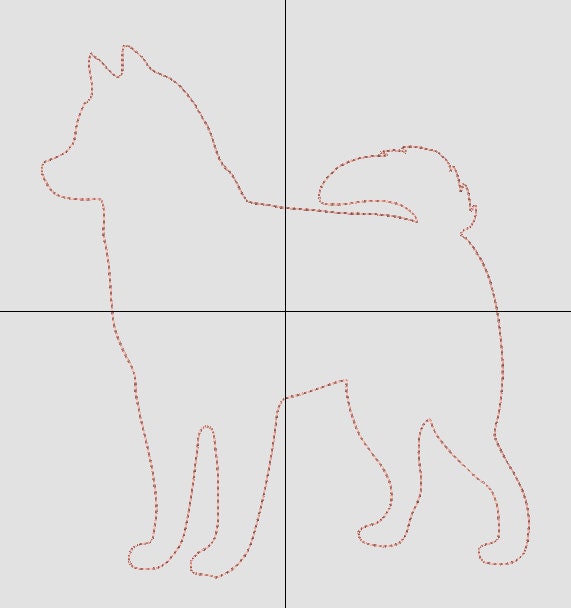 Husky Silhouette Bean Stitch Applique Embroidery Design Digital ...