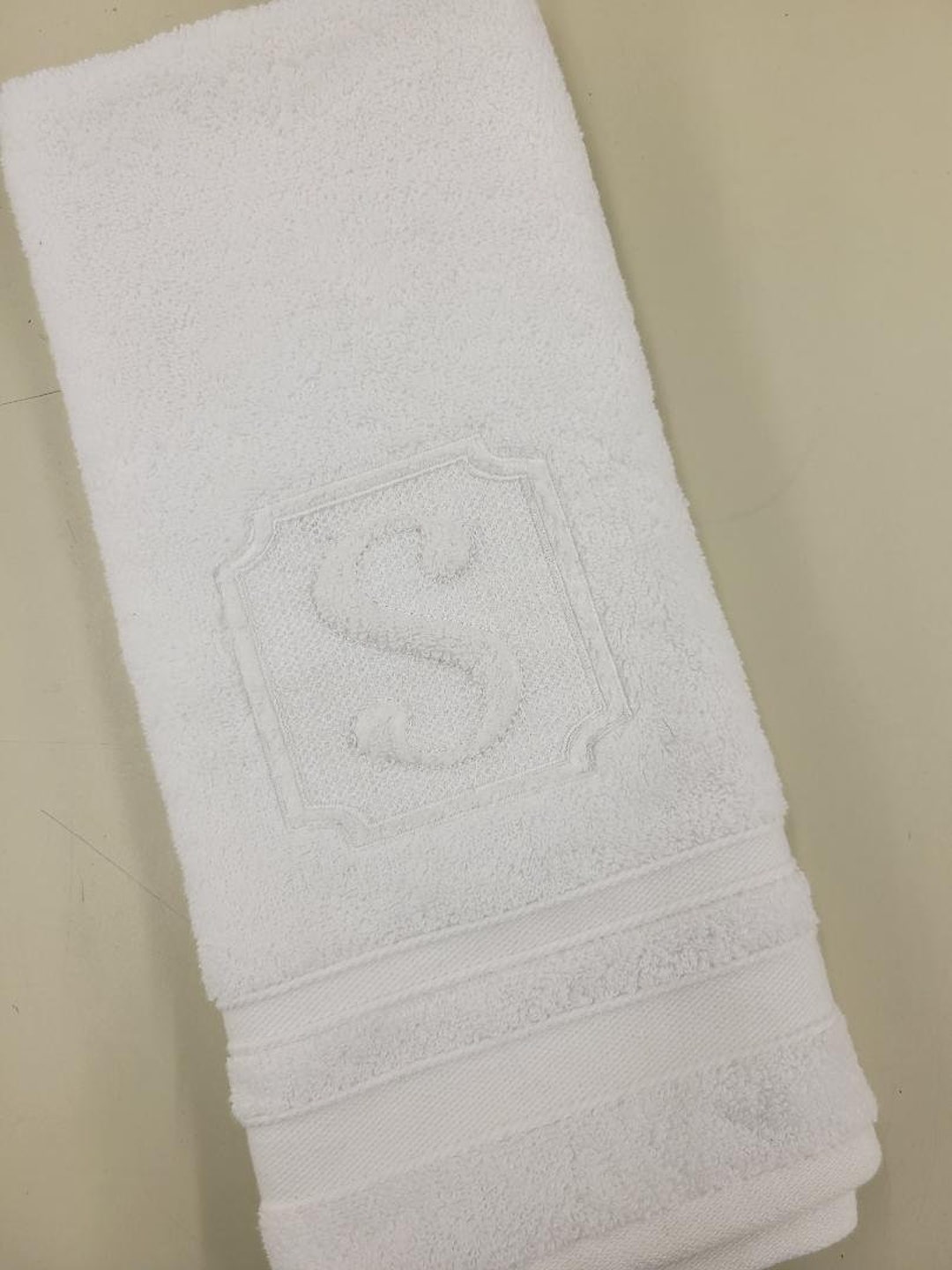 Embossed Letter Monogram Hand Bath Towel - Etsy