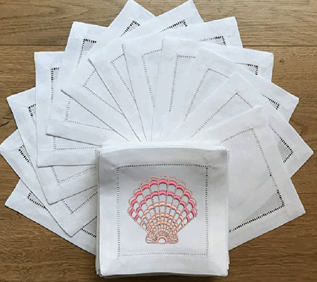 Pink Clam Cocktail Napkins. Set of Four or Set of Six. - Etsy