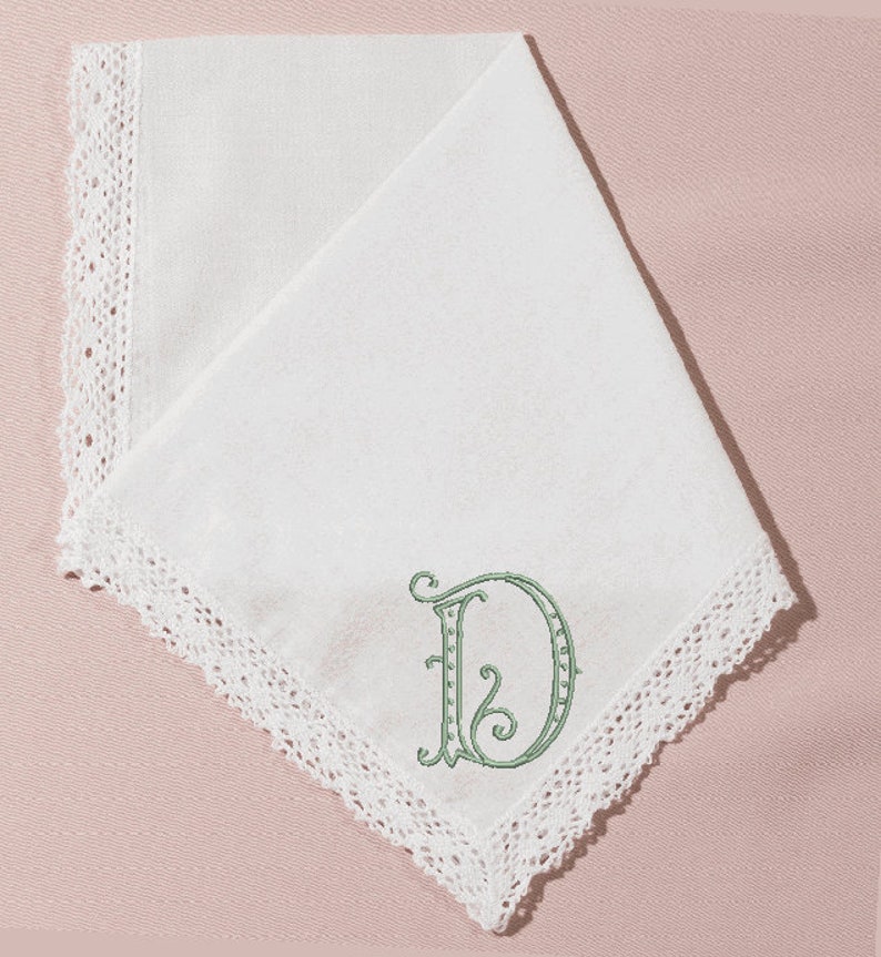 Letter With Dots Embroidered Lace Handkerchief Any Color Embroidery - Etsy