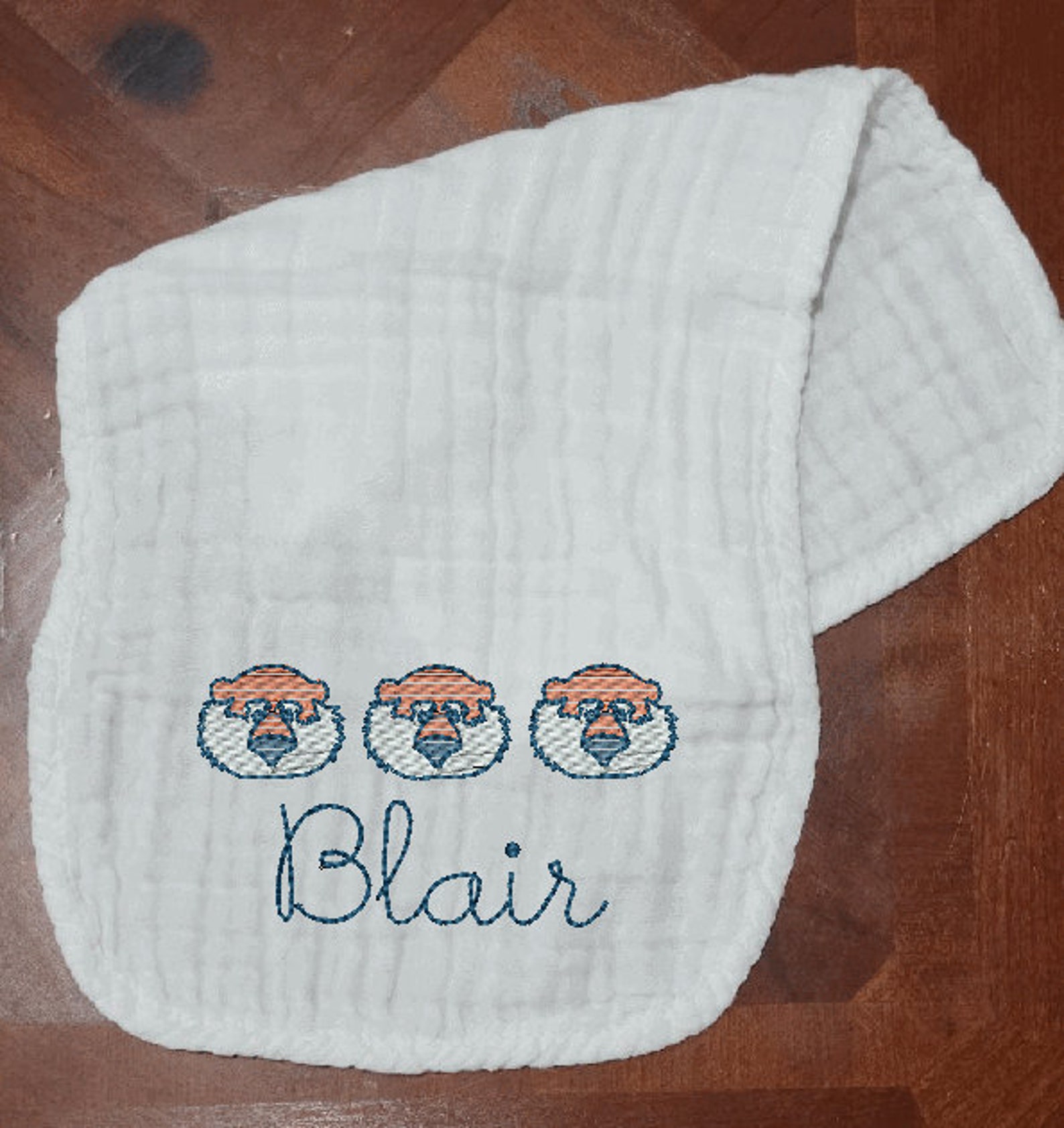 Tiger Head Embroidered Muslin Burp Cloth - Etsy